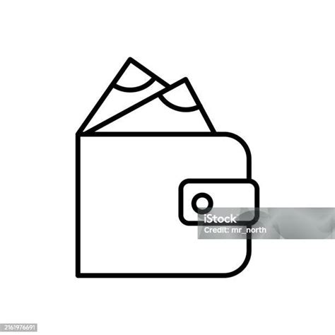 얇은 선 스타일의 지갑 아이콘 벡터 일러스트 레이 션 그래픽 디자인 개념 기호에 대한 스톡 벡터 아트 및 기타 이미지 개념