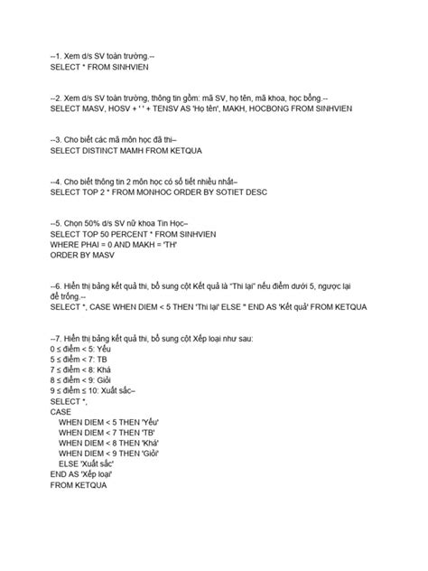Truy Van Sql Qlsinhvien Pdf