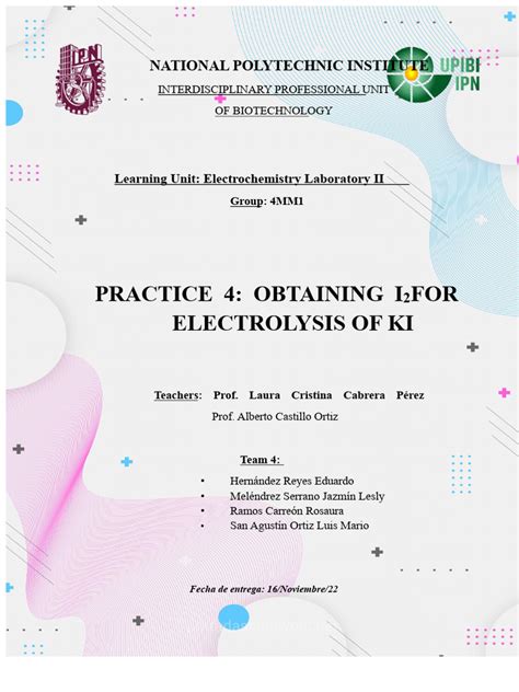 Obtaining I2 By Electrolysis Of Ki Pdf Redox Titration