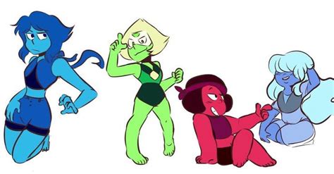Three Cartoon Characters One With Blue Hair And The Other In Green