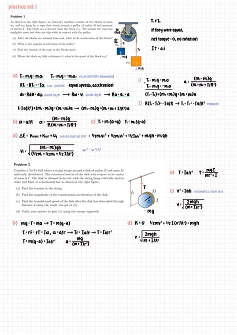 Physics Practice Problems UC Berkeley Practice Set I T FT AS RdE T Ifthey Were Equal DS