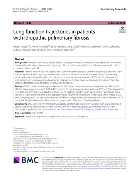 Pdf Lung Function Trajectories In Patients With Idiopathic Pulmonary