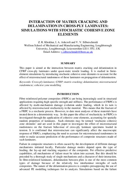 Pdf Interaction Of Matrix Cracking And Delamination In Cross Ply Laminates Simulations With