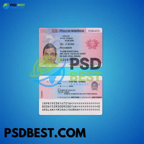 Portugal Fake Residence Permit Card Template In Psd Format V1 Psd Best