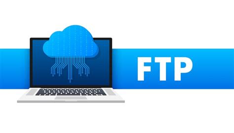 Premium Vector Ftp File Transfer Icon On Laptop Ftp Technology Icon Transfer Data To Server