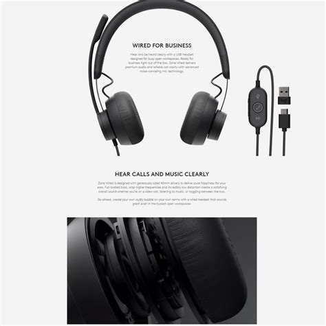 Logitech Zone Wired Headset With Noise Canceling Mic Uc Version Thunder Match