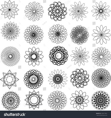 Set Of 25 Circular Design Elements Spirograph Vector Templates