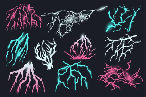 Lightning Isolated Graphic Elements Set In Flat Design Bundle Of Flash
