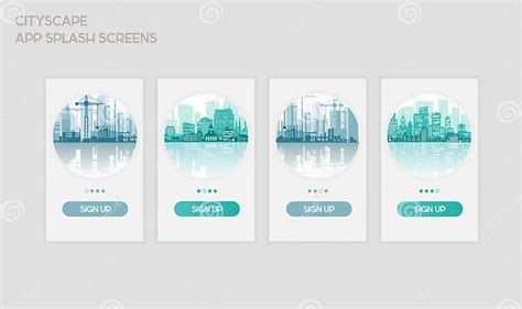 Flat Design Responsive Ui Mobile App Splash Screens Mockups Stock Vector Illustration Of