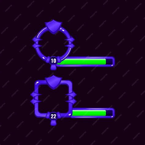 Premium Vector Shield Game Ui Border Frame With Level And Progress Bar