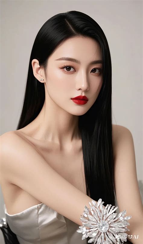 东方美女模特，特写，肖像，复杂的细节，细腻清晰，极简，干净背景 2 花瓣网