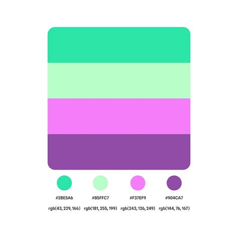 Premium Vector HEX And RGB Color Inspiration Green Mint Pink Purple