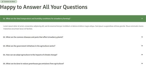 Faq S Section Agriculturale Website Template 57124599 Vector Art At Vecteezy