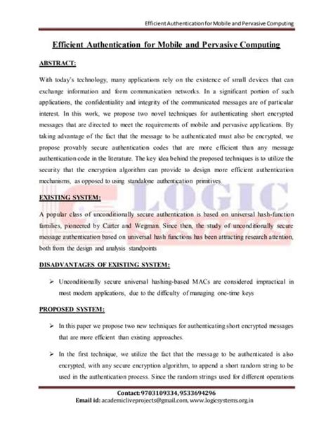 Efficient Authentication For Mobile And Pervasive Computing Pdf