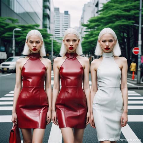 Twin Fashion Models On Tokyo Crosswalk Stable Diffusion Online