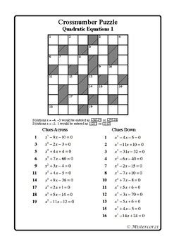 Results For Crossnumber Puzzle TPT