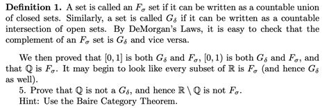 Definition 1 A Set Is Called An Fσ Set If It Can Be