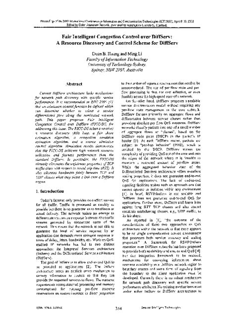 Pdf Fair Intelligent Congestion Control Over Diffserv A Resource