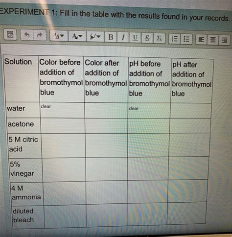 Experiment 1 Fill In The Table With The Results