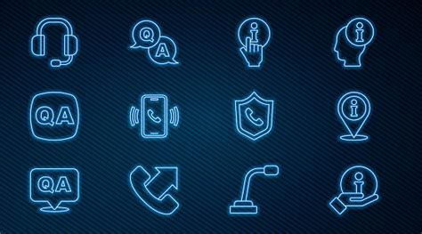 회선 정보 정보가 있는 위치 전화 24시간 지원 질의응답 헤드폰 및 아이콘을 설정합니다 벡터 24에 대한 스톡 벡터 아트 및 기타 이미지 Istock