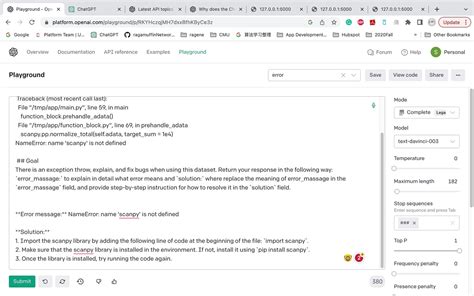 Receive Empty Response For Api Even Though Playground Has Proper Answer