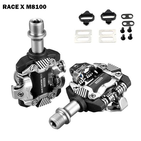 Racework Mtb 산악 자전거 자동 페달 클립 자전거 패들 Spd 클리트 발판 자동 잠금 사이클링 베어링자전거 패들