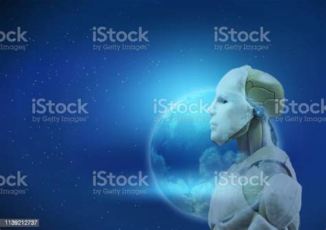 기계 학습 개념에 갤럭시와 지구 배경에 로봇 인공 지능 인간 3차원 형태에 대한 스톡 사진 및 기타 이미지 3차원 형태 개념 개념과 주제 Istock