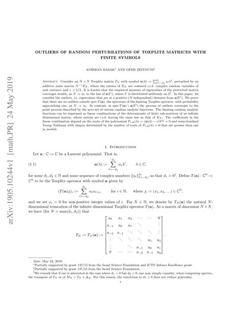 pdf outliers of random perturbations of toeplitz matrices with finite
