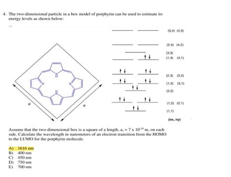 Solved 4 The Two Dimensional Particle In A Box Model Of