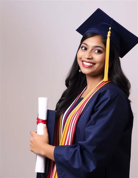 A Woman In A Graduation Cap Holding A Diploma Premium Ai Generated Image