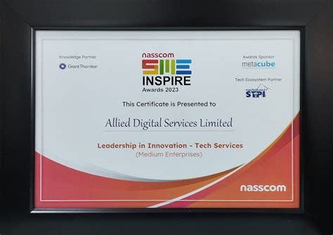Allied Digital Wins Leadership In Innovation Tech Services Award At The Nasscom Sme Inspire
