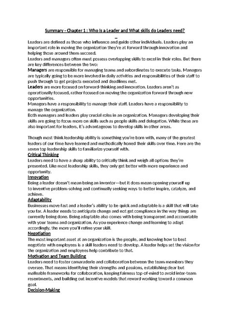 Summary Chapter 1 Summary Of A Chapter Summary Chapter 1 Who Is