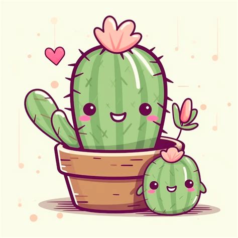 Premium Ai Image Cute Cactus Illustration