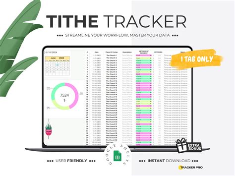 Tithe Tracker Excel Spreadsheet Tithes And Offerings Tracking Church