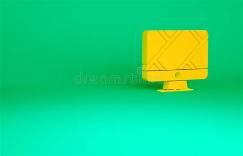 Orange Computer Monitor And Folded Map With Location Marker Icon Isolated On Green Background