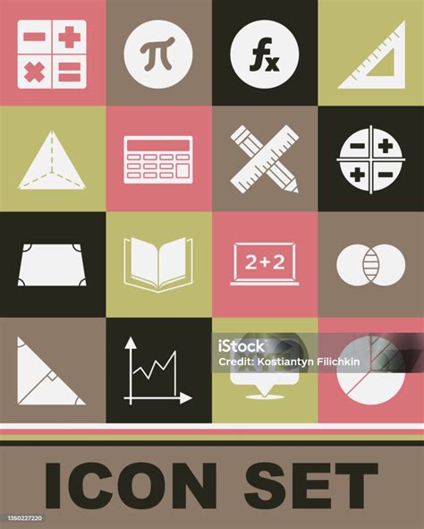 원형 차트 인포그래픽 수학 세트 A 및 B Xyz 좌표 시스템 함수 수학적 기호 계산기 기하학적 그림 테트라헤드론 및 교차 된 눈금자 연필 아이콘 벡터 3차원 형태에 대한