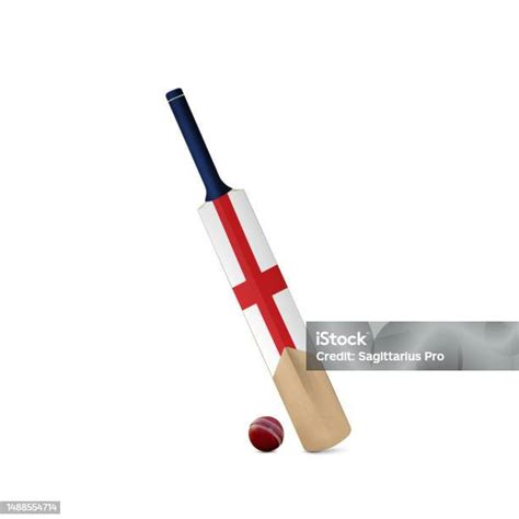 크리켓 방망이와 공은 영국 국기가 있는 흰색 배경에 있다 스포츠 크리켓에 대한 스톡 사진 및 기타 이미지 스포츠 크리켓 0