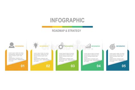 5 Steps Rectangle Infographic Template Business Data Illustration Stock