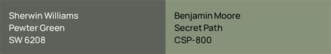 Sherwin Williams Pewter Green Vs Benjamin Moore Secret Path Comparison