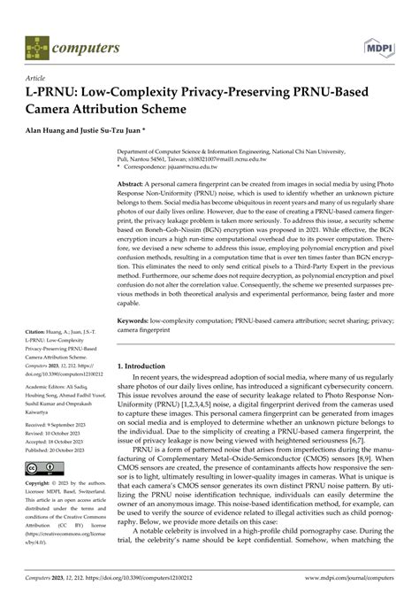 pdf l prnu low complexity privacy preserving prnu based camera attribution scheme