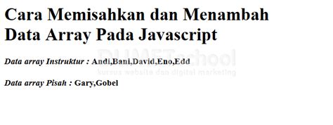 Cara Memisahkan Dan Menambah Data Array Pada Javascript