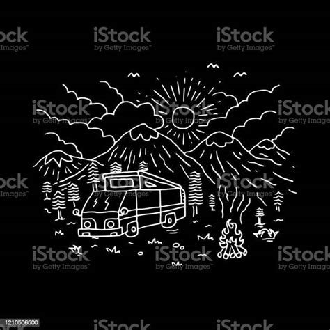 반 캠핑 자연 야생 배지 패치 핀 그래픽 일러스트 벡터 아트 T 셔츠 디자인 T 셔츠에 대한 스톡 벡터 아트 및 기타 이미지 T 셔츠 관광 나무 Istock