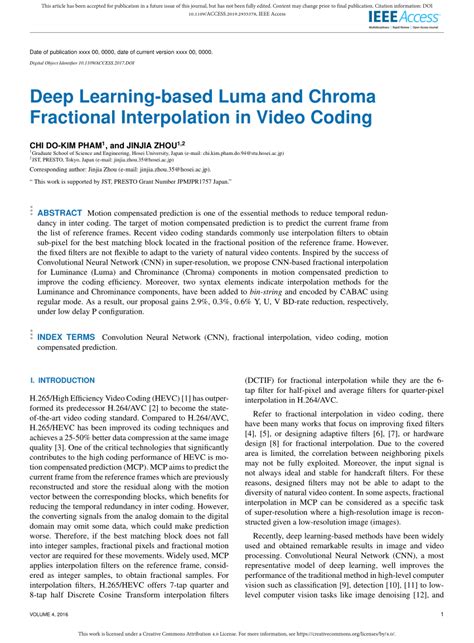 Pdf Deep Learning Based Luma And Chroma Fractional Interpolation In Video Coding