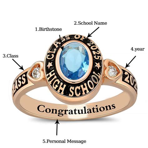 Sterling Silver Personalized Engraved Birthstone Class Ring Graduation