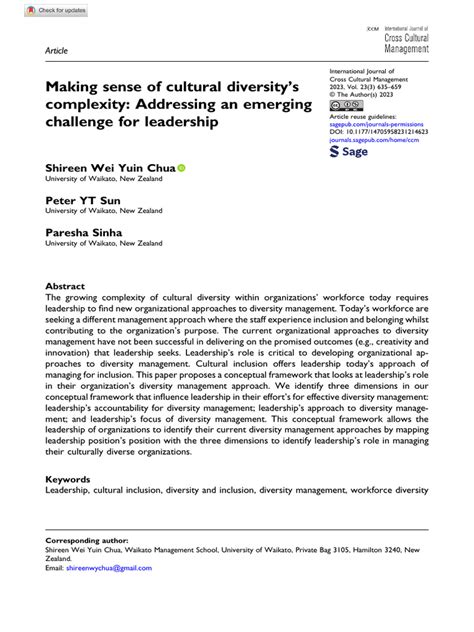 Chua Et Al 2023 Making Sense Of Cultural Diversity S Complexity