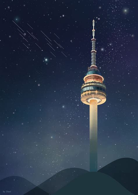 기억남산타워 그래픽 디자인 · 브랜딩편집 그래픽 디자인 브랜딩편집 디지털 아트 일러스트레이션 도시 일러스트레이션 일러스트레이션 포스터