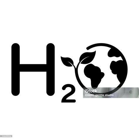 지구 실루엣 아이콘이 있는 생태 아쿠아 H2o 모양 글리프 픽토그램으로 자연 환경 세계를 저장하십시오 Eco 깨끗한 물 화학 포뮬러와 지구본과 잎 아이콘 고립된 벡터 그림