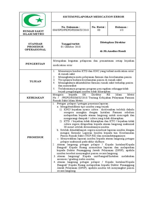 Sistem Pelaporan Medication Error Pdf
