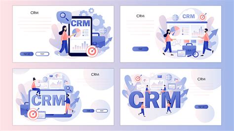 Crm 솔루션 고객 관계 관리 개념 비즈니스 전략 모바일 스마트 폰 방문 페이지 템플릿 Ui 웹 모바일 앱 포스터 배너 전단지에