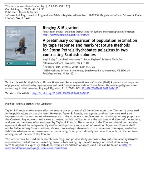 Pdf A Preliminary Comparison Of Population Estimation By Tape Response And Markrecapture
